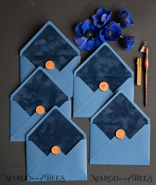 navy envelopes for invitations with velvet liners, a7 handmade ...