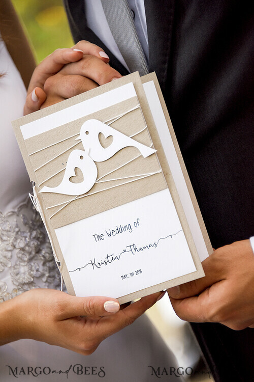 Rustic Birds wedding Program, Outdoor wedding Program card, Romantic ...