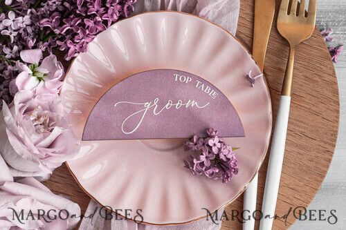Mauve Wedding Place Cards, Modern arch Velvet White Wording Place card ...