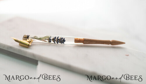 Wood and resin English Oblique Pen, Handmade resin lavender Wooden ...