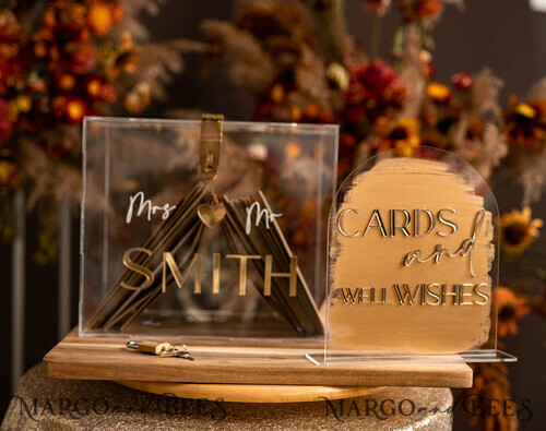 Elegant Clear wedding Set acrylic card box with Lock and sign cards ...