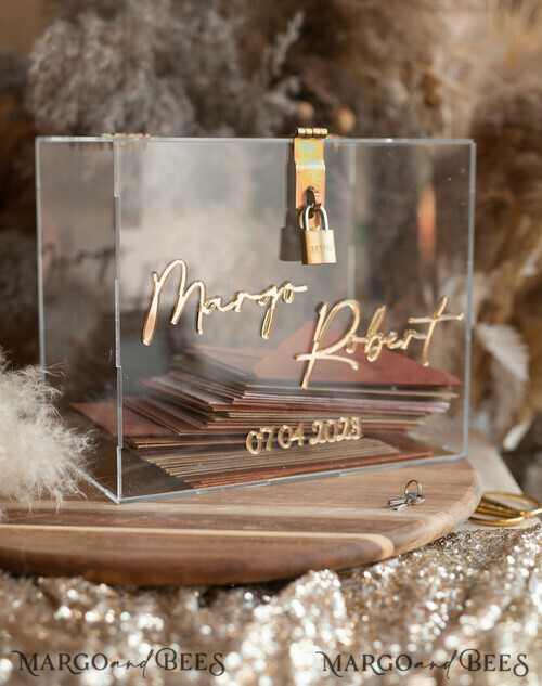 Modern Clear wedding wishing well acrylic card box with Lock ...