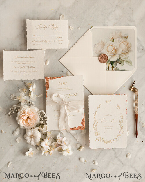 Fine Art Ivory wedding Invitation Sample, handmade sample set, Ivory ...