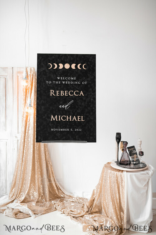 Luxury Velvet black Wedding Welcome Sign, Golden Wedding Decor ...