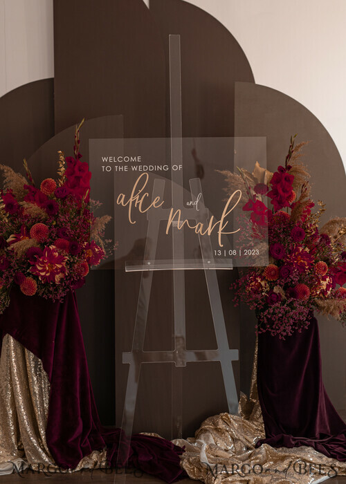 Luxury Clear and Gold Wedding Welcome Sign, Golden Wedding Decor ...