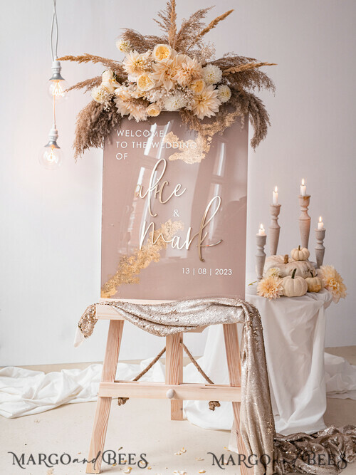Acrylic Beige Wedding Welcome Sign Clear Acrylic and gold Wedding ...