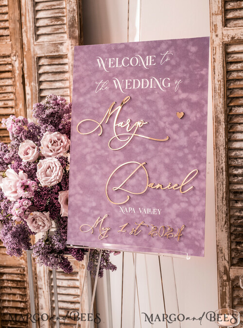 Velvet Mauve Wedding Welcome Sign, Dusty Rose GoldenWedding Decor ...