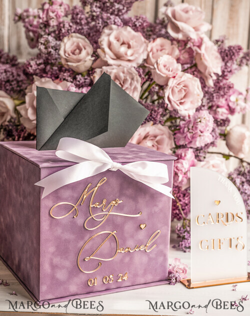 Mauve Velvet Gift Card Box & Cards Gifts Sign Set, Velvet Classic ...